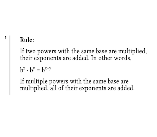 Addition of Exponents