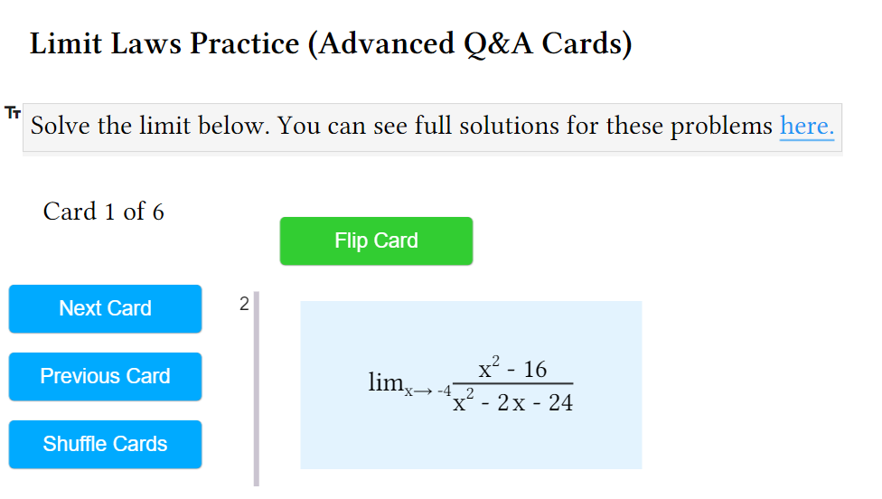 Limit Laws - Advanced Practice