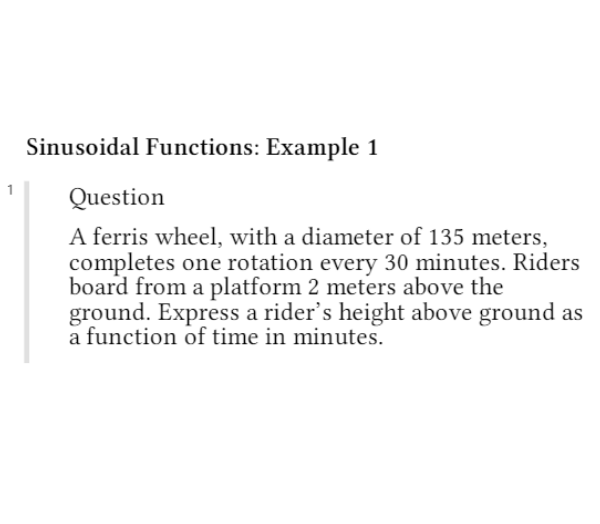 Sinusoidal Functions Word Problem 1