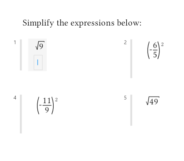 Squares and Square Roots Practice Sheet