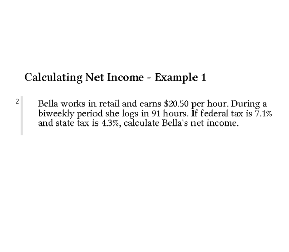 Calculating Net Income - Example 1