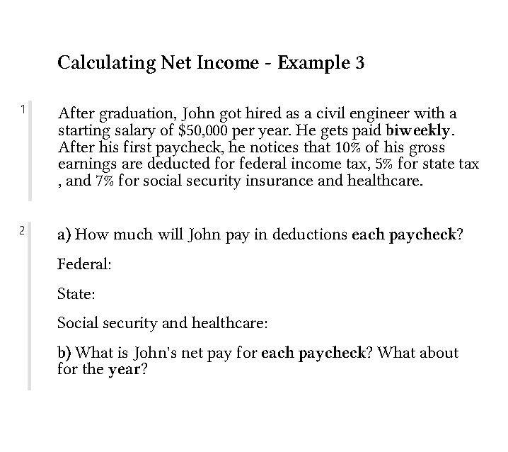 Calculating Net Income - Example 3