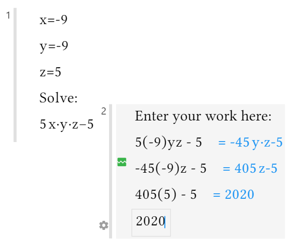 Variable Substitution Quiz